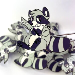 Stabby Knife Raccoon Gray Hard Enamel Pin - Etsy