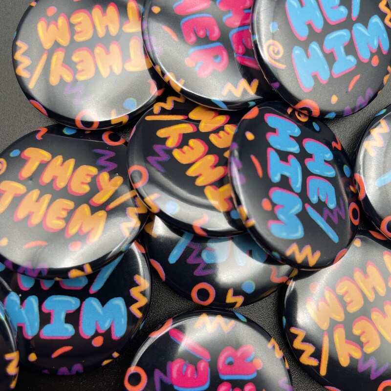 Pronoun Pins - Etsy