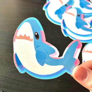 Blahaj Trans Pride Sticker GLOSSY 3 Blåhaj Shark Sticker - Etsy