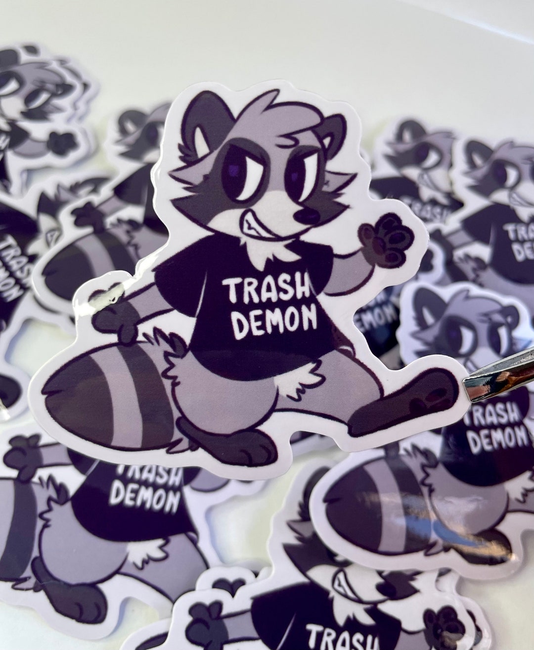 Trash Demon Raccoon Sticker Waterproof Vinyl - Etsy