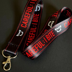 Careful, I Bite Lanyard - Vampire Astarion Badge Lanyard With Clasp - Etsy