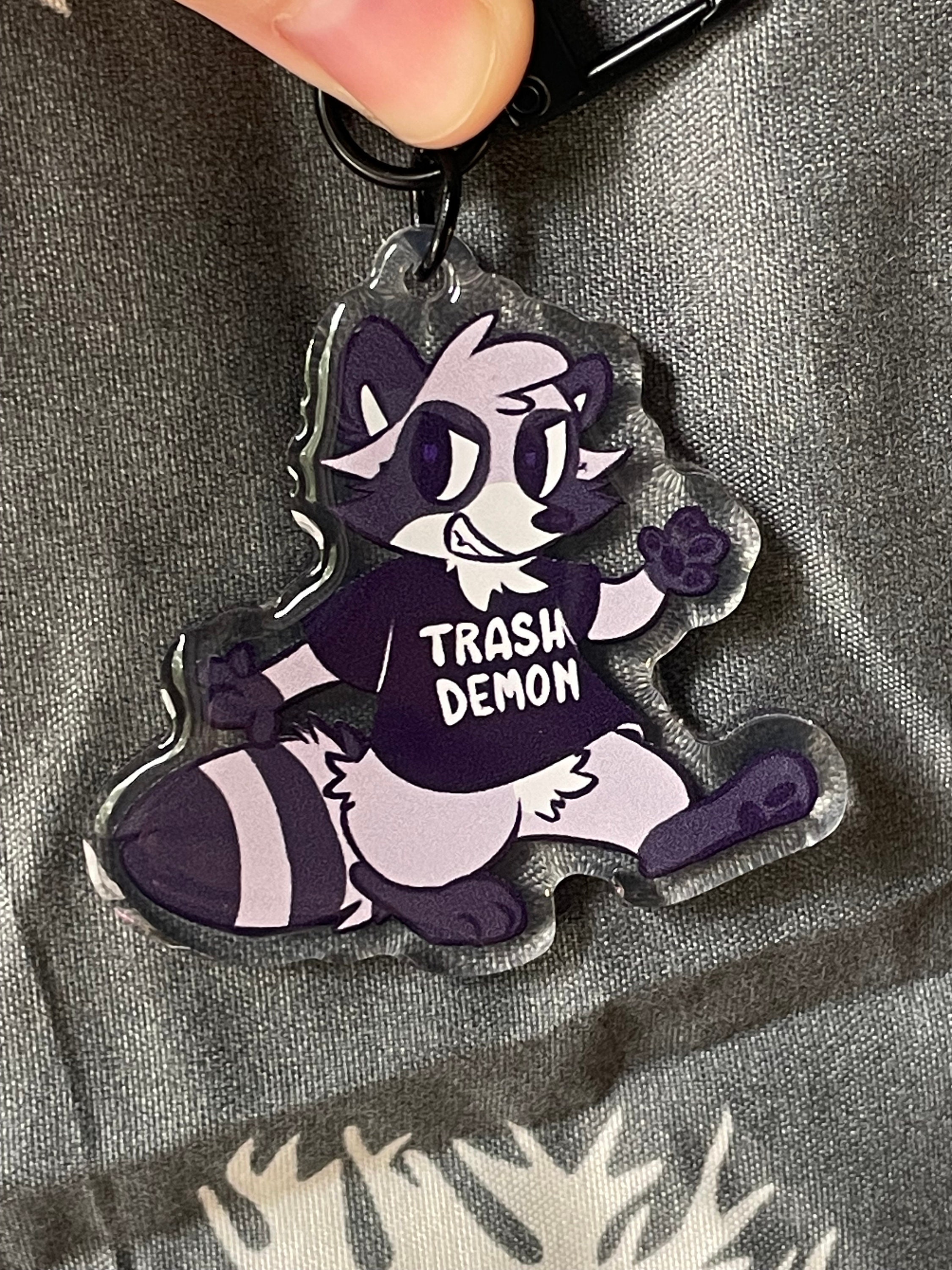 Trash Demon Raccoon Gray Keychain Charm - Etsy