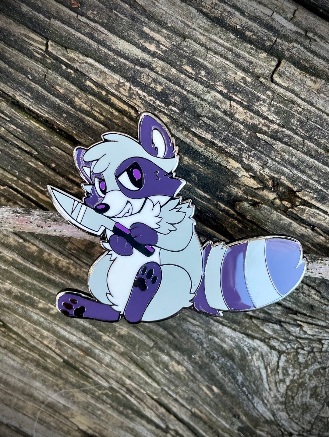Stabby Knife Raccoon Gray Hard Enamel Pin - Etsy