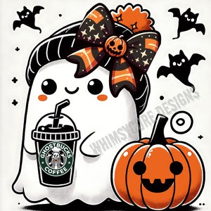 Cute Ghost, Ghost With Coffee and Beanie, Ghost With the Most ...