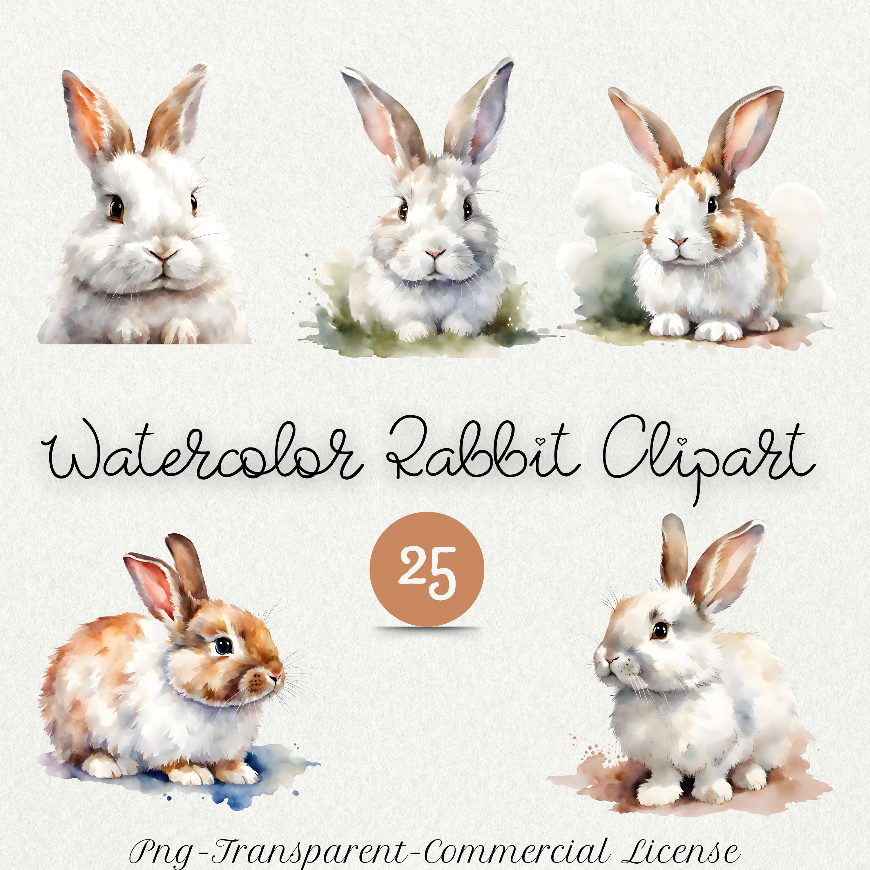 Watercolor Bunnies Clipart, Watercolor Rabbit Clipart, Bunny Spring ...