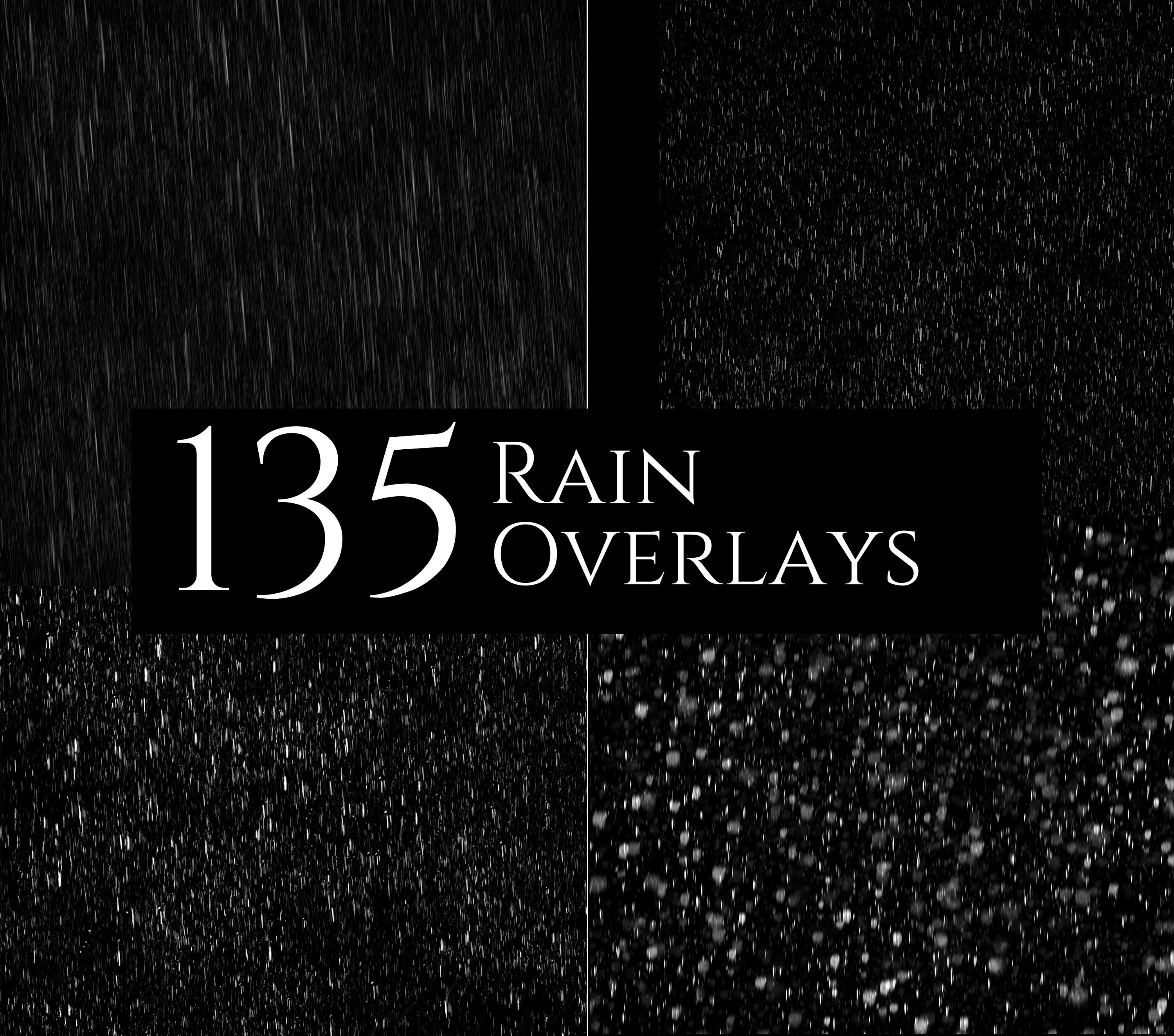 Realistic Rain Oveylays, 135 Rain Overlays,rain Photoshop Effect, Falling Rain Overlays ...