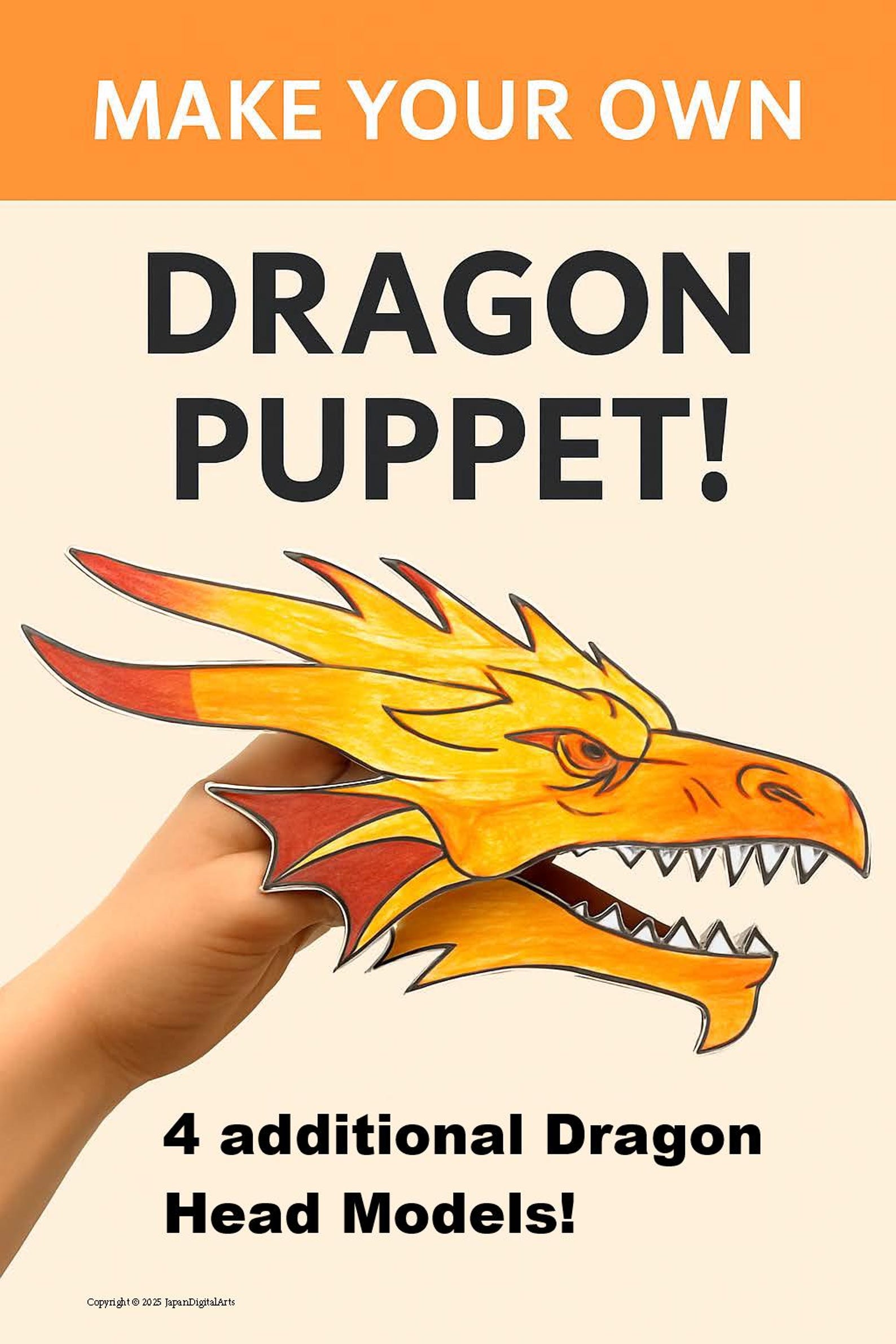 Dragon Puppet Head Add-on | 4 Paper Craft Models (digital Download) - Etsy