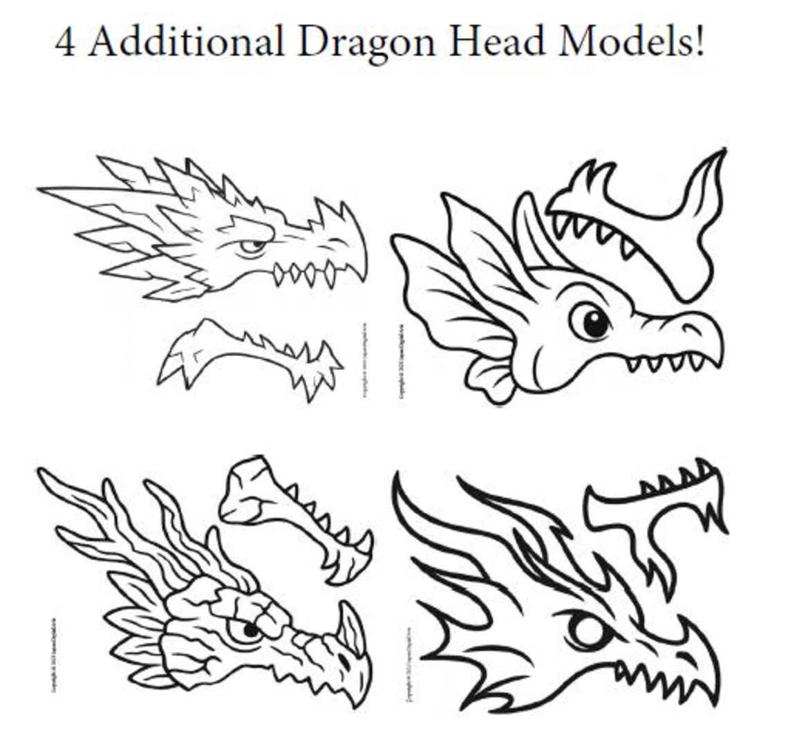 Dragon Puppet Head Add-on | 4 Paper Craft Models (digital Download) - Etsy