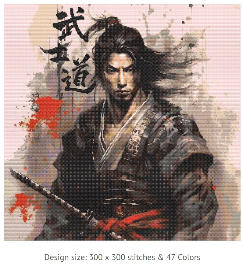 Cross Stitch Pattern of Bushido Samurai - Etsy
