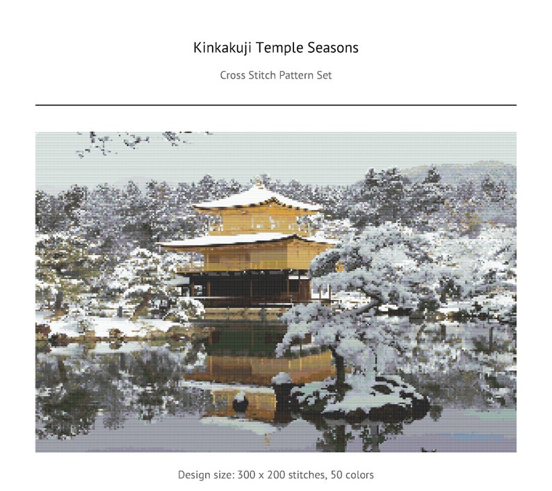 Kinkakuji Temple Seasons Cross Stitch Pattern Set (digital Download) - Etsy