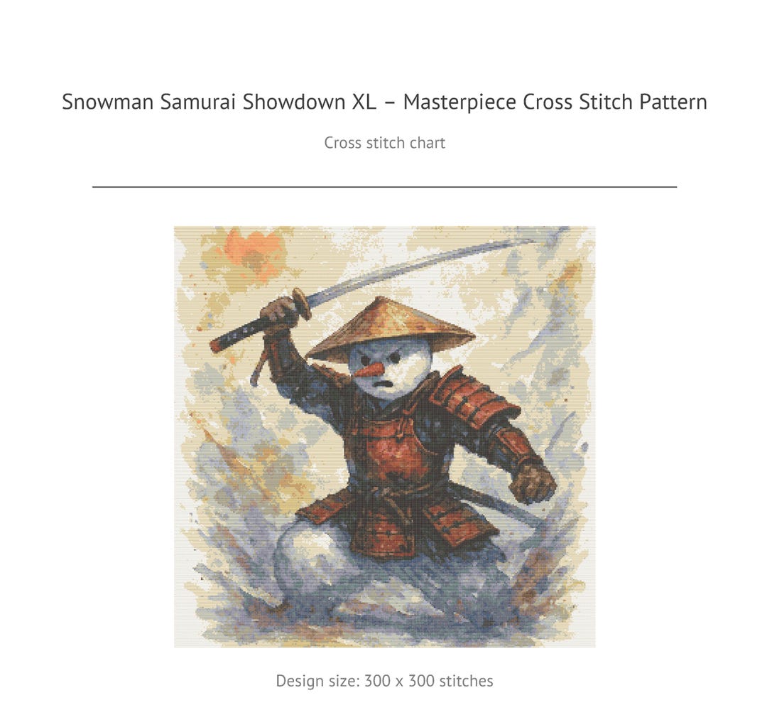 Snowman Samurai Showdown XL – Masterpiece Cross Stitch Pattern ...