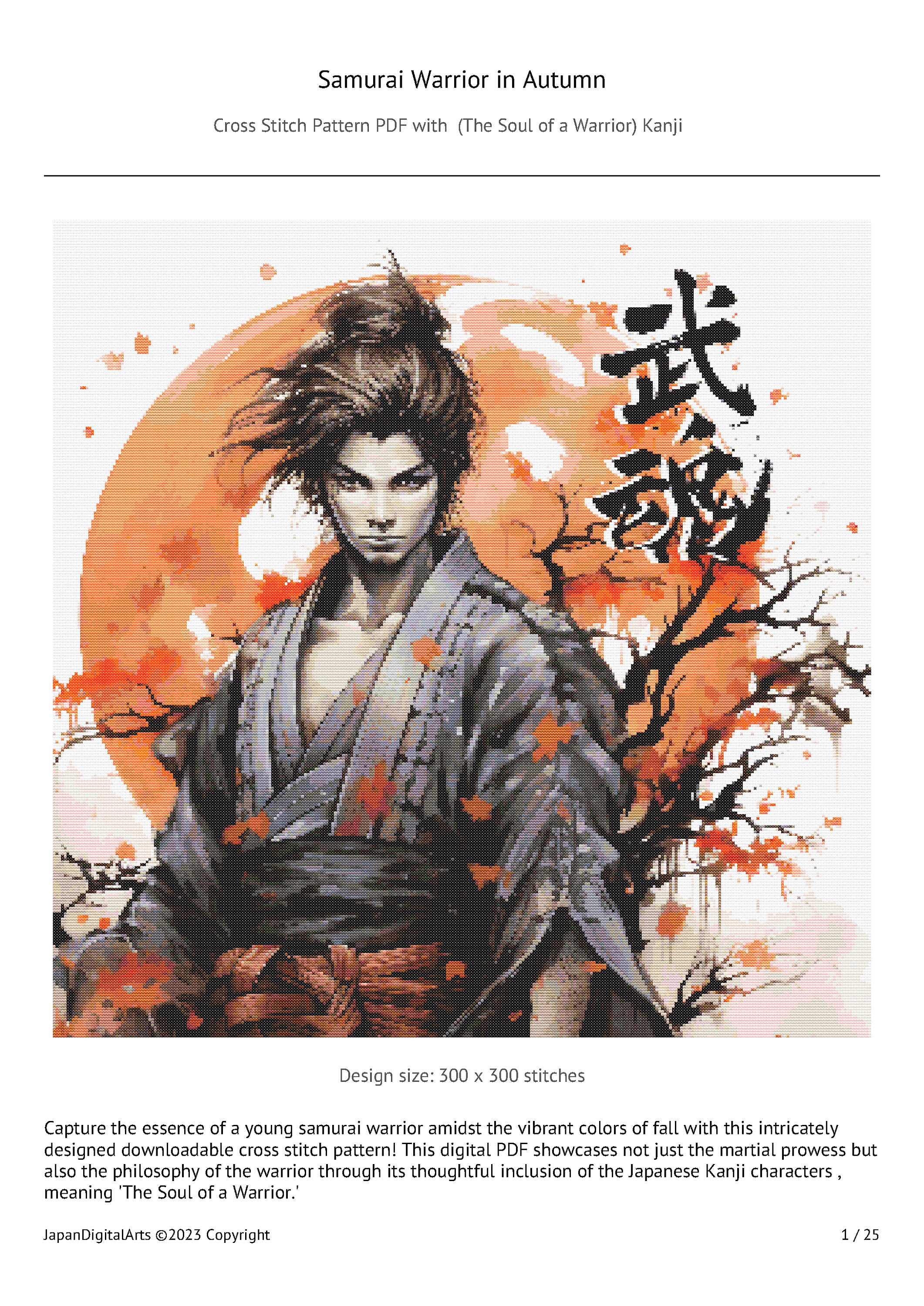 Samurai Warrior in Autumn - Cross Stitch Pattern With "the Soul of a ...