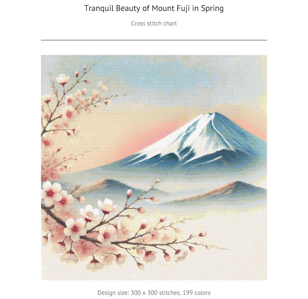 Cross Stitch Pattern - Tranquil Beauty of Mount Fuji in Spring - Etsy