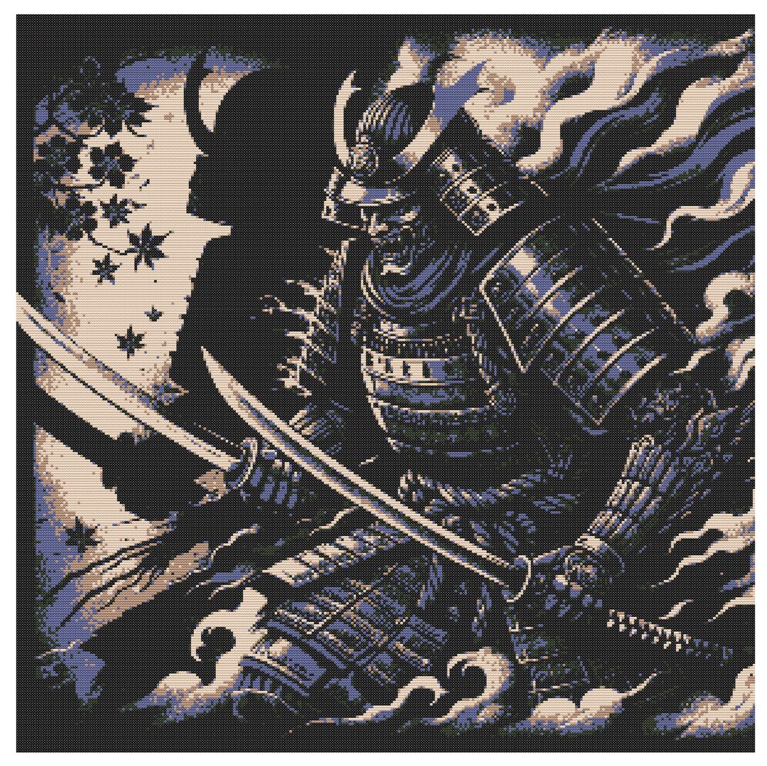 Dual Bladed Samurai Warrior - Digital Cross Stitch Pattern - Etsy