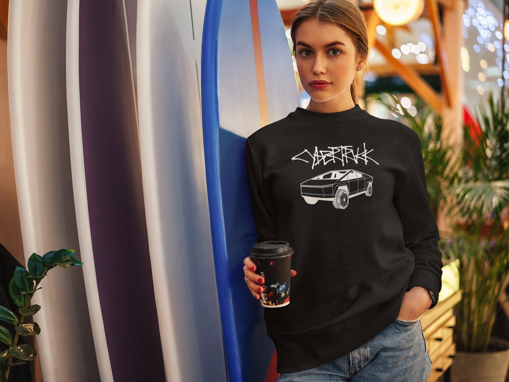 Tesla Shirt Tesla Cybertruck Gifts for Car Guys Line Art Sweatshirt ...