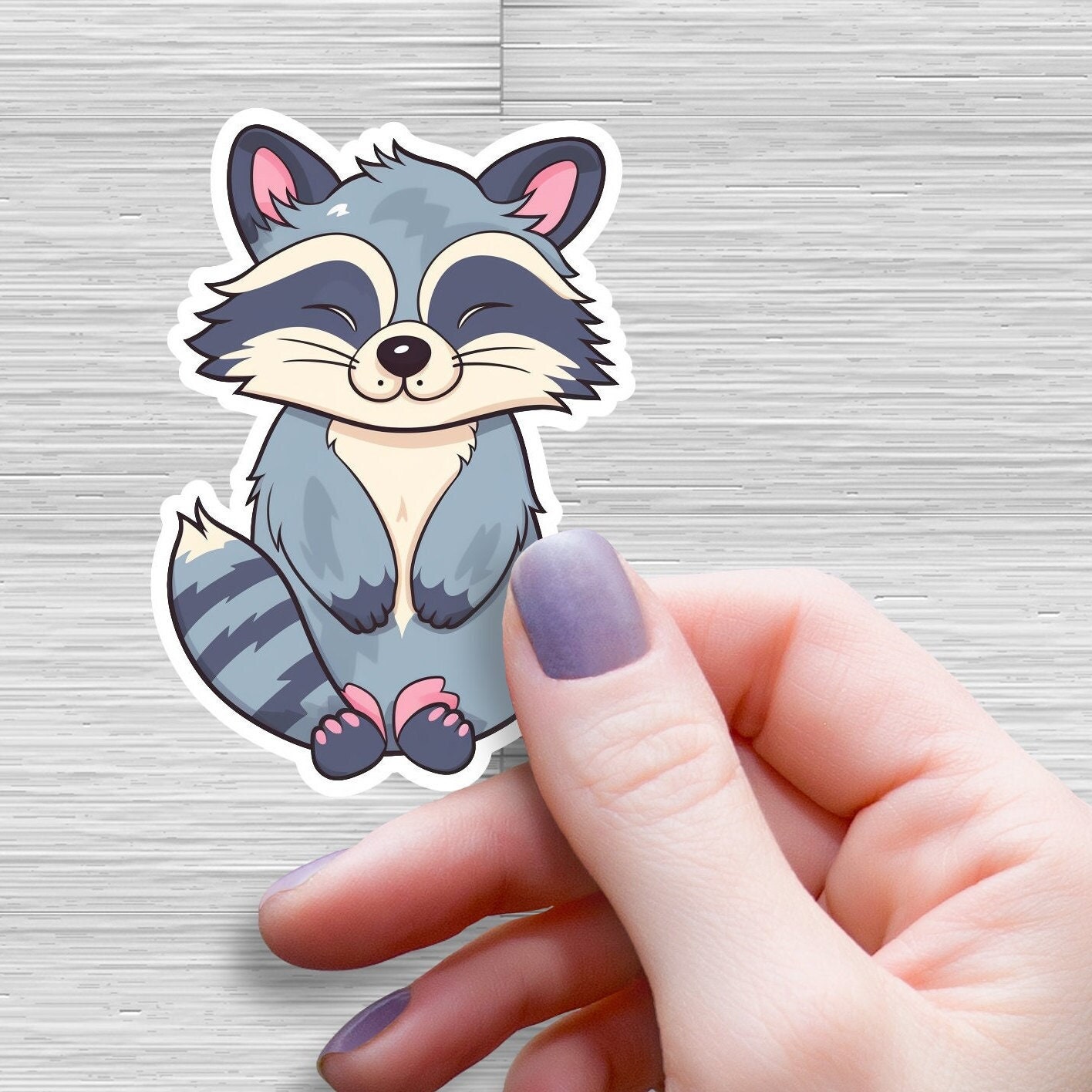 Cute Raccoon Kiss-cut Vinyl Decals Sticker - Etsy
