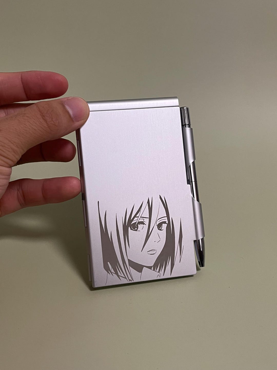 Anime Pocket Notebook, Engraved Mikasaaa Aluminum Pocket Book Case ...