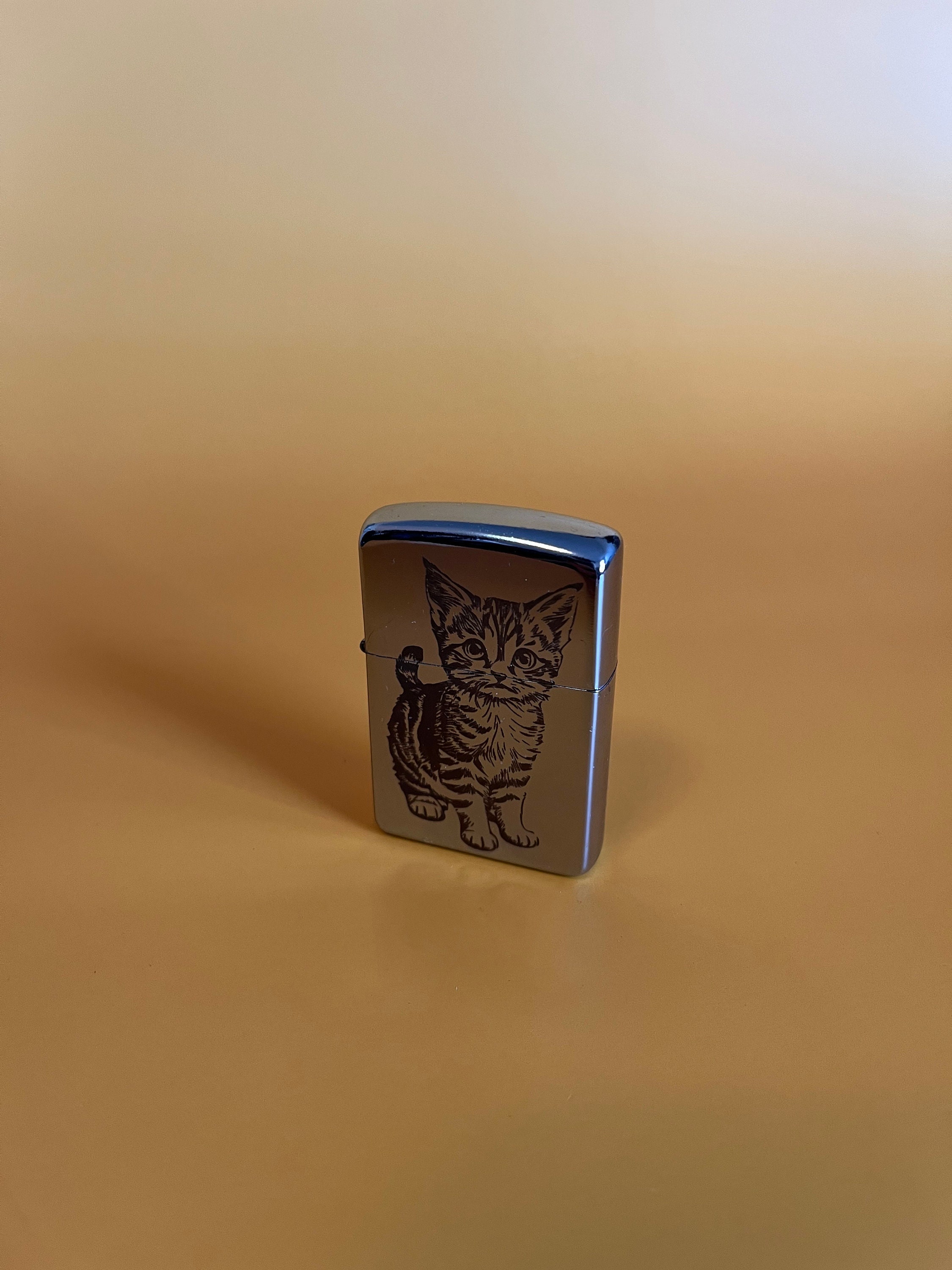 Kitten Edition Engraved Lighter Steel Flip Oil Cat Lighter, Perfect ...
