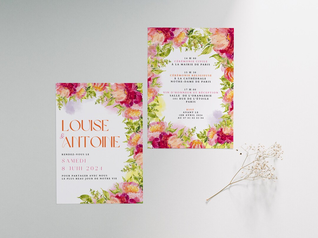 Wedding Invitation Announcement Kit to Personalize, to Print, Colorful ...