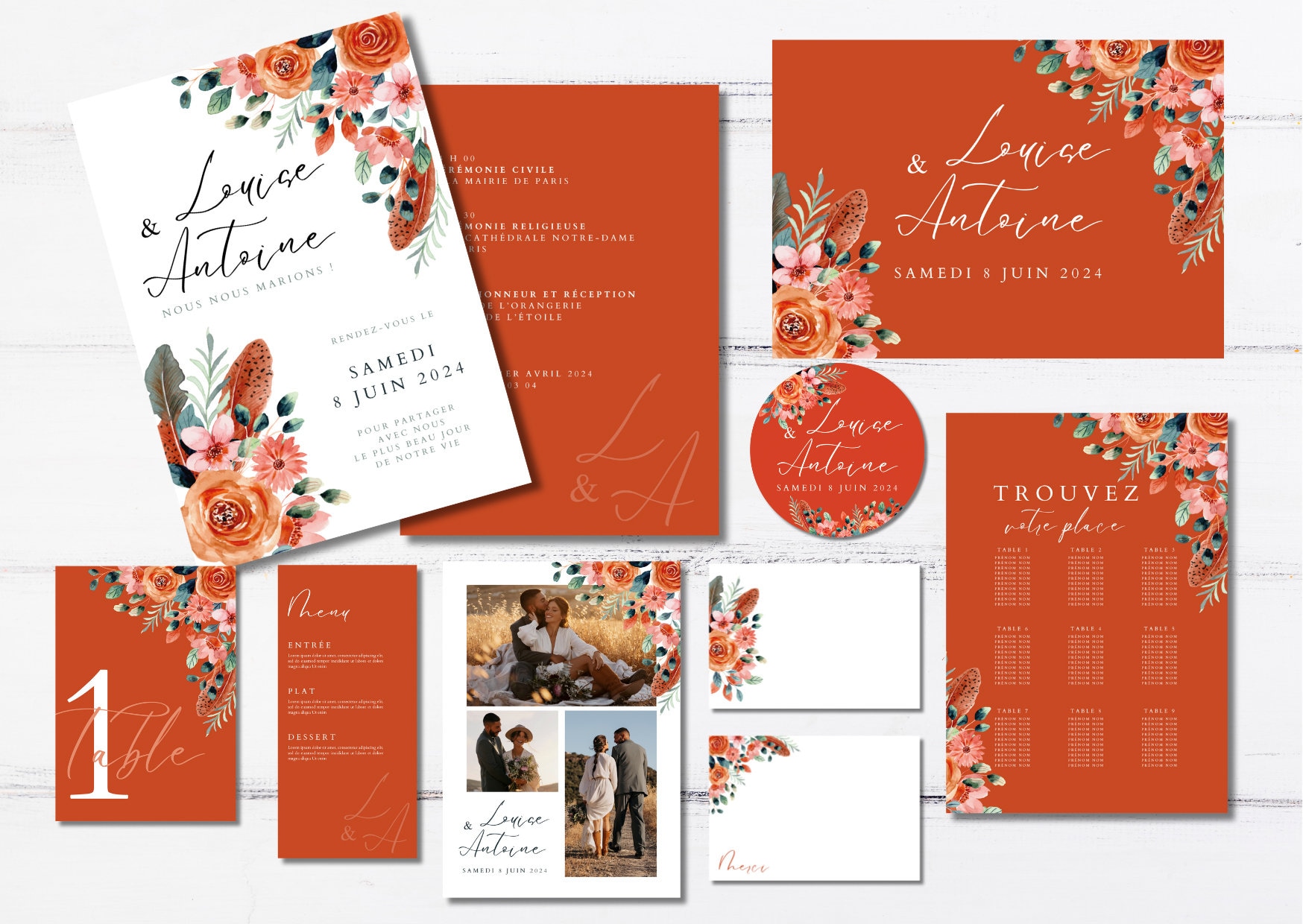 Kit de invitaciones de boda para personalizar, para imprimir, modelo ...