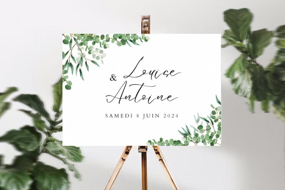 Simple Wedding Welcome Panel Kit to Personalize, to Print, Green Model ...