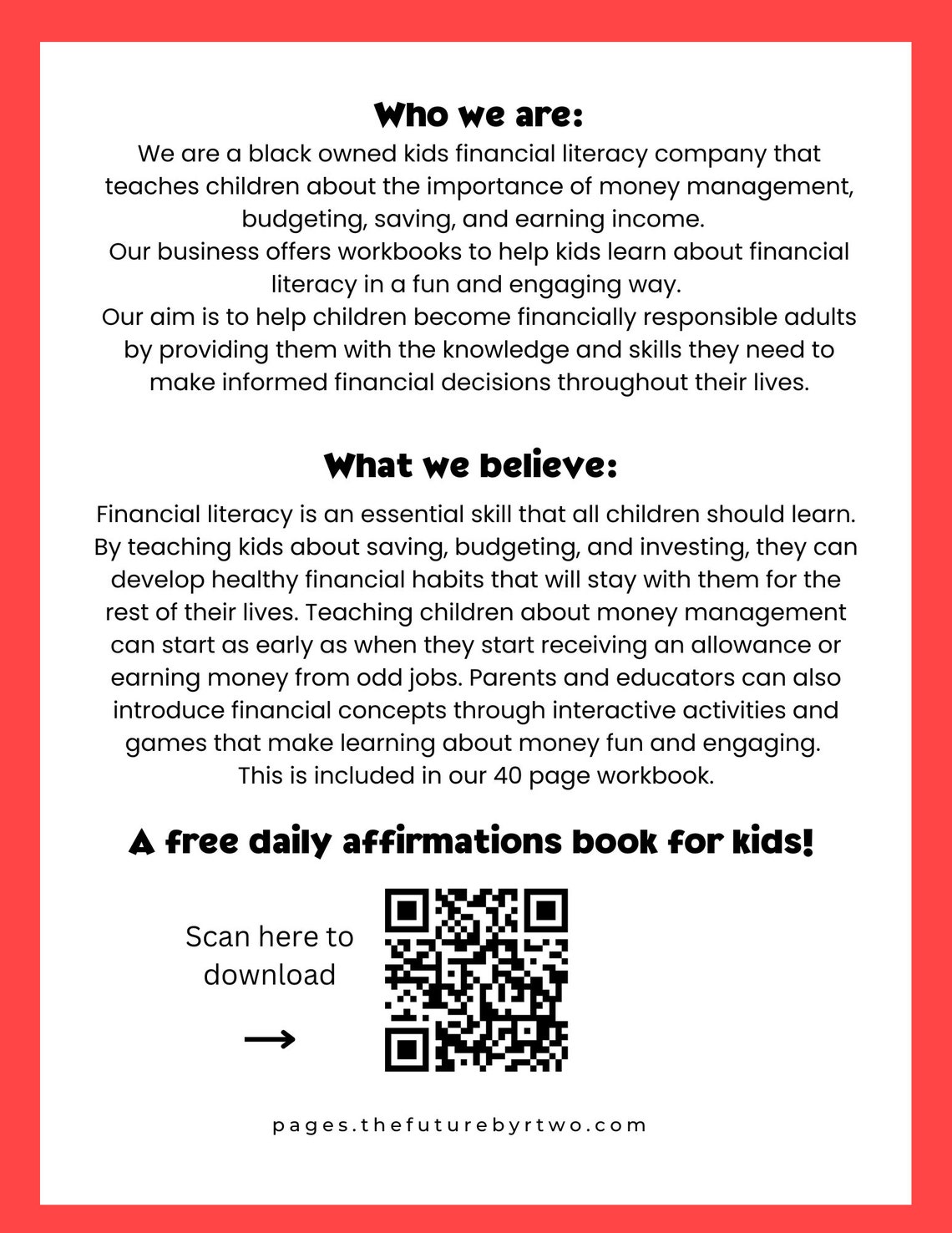 Childrens Financial Literacy Workbook, Financial Literacy for Young ...