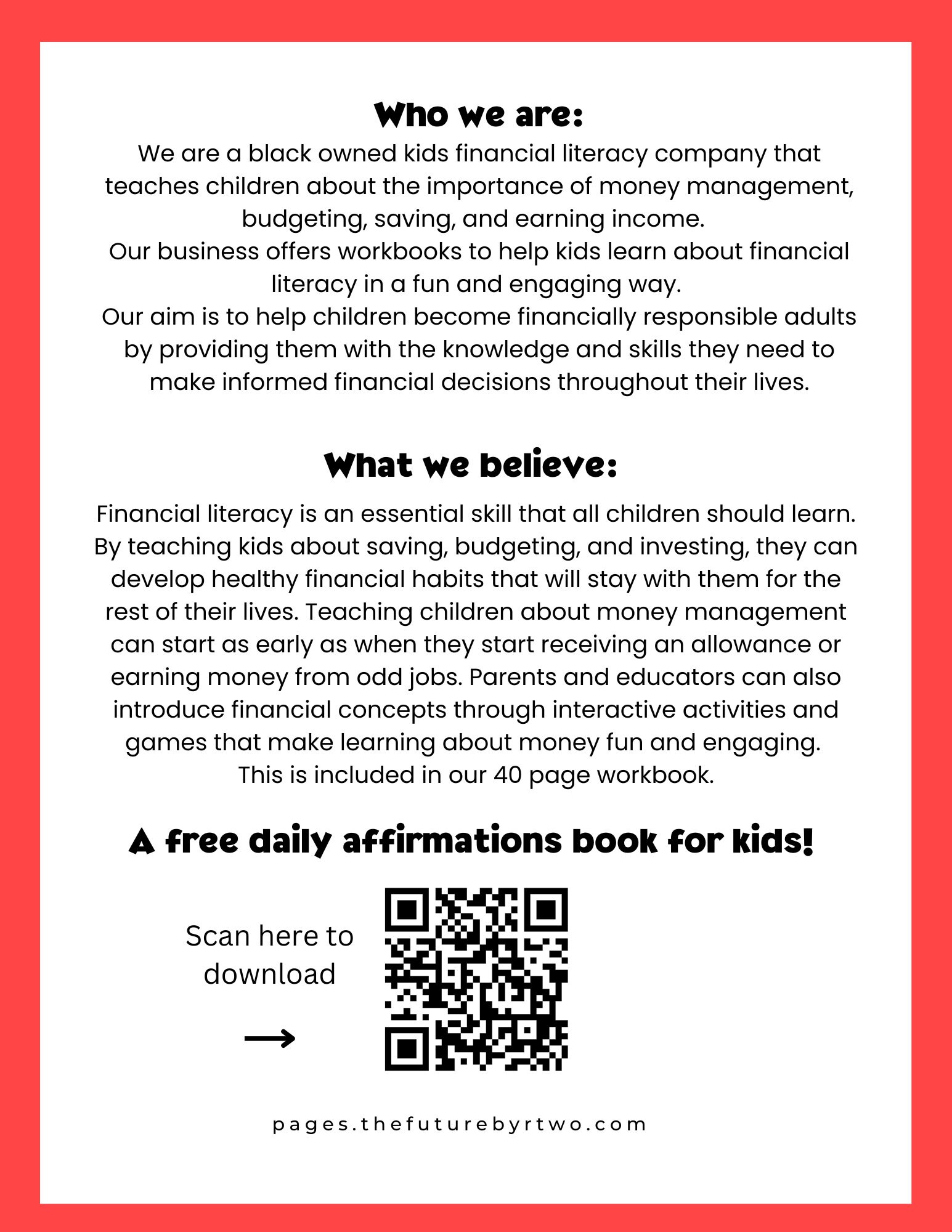 Childrens Financial Literacy Workbook, Financial Literacy for Young ...