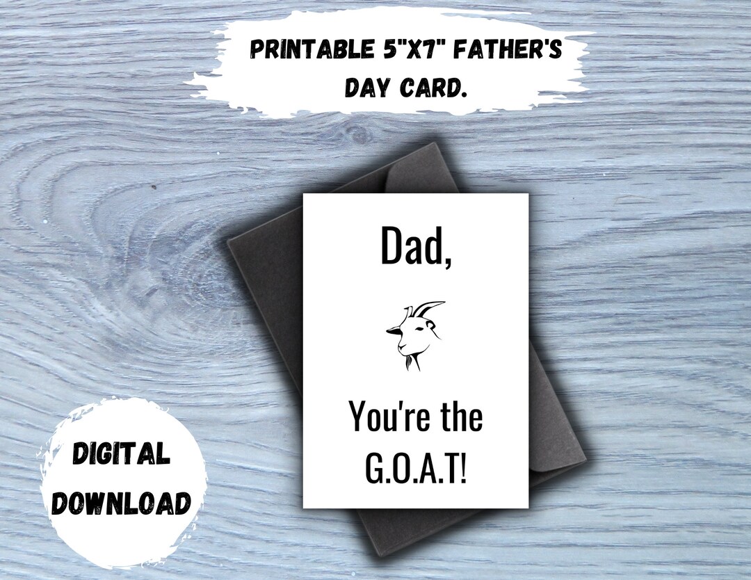 Father's Day Card, Dad You're the Goat, Father's Day Card, Digital ...