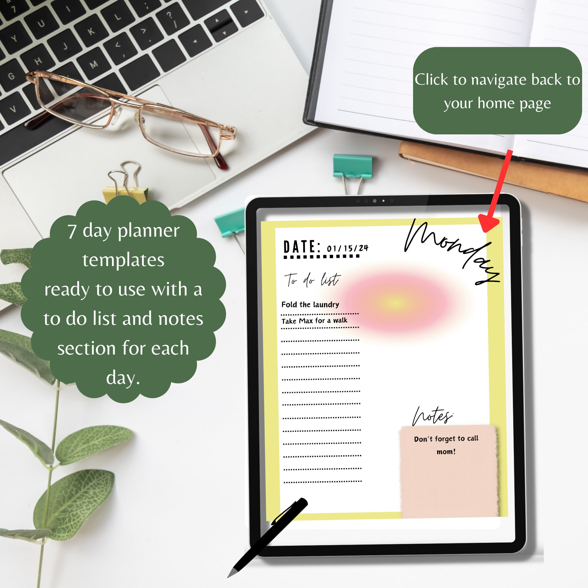 Digital Weekly Planner, Daily Planner, to Do Checklist, Notes, Self ...