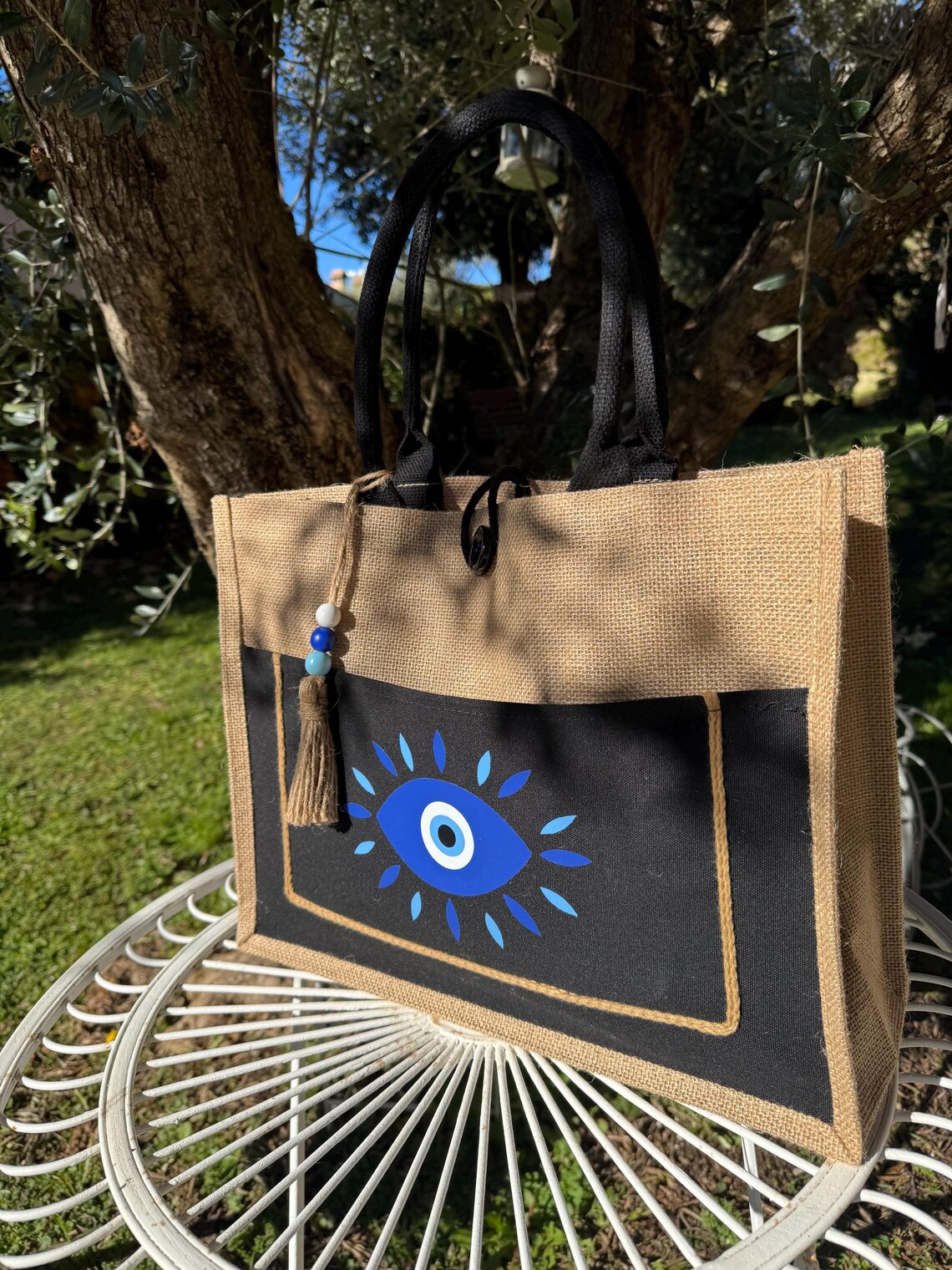 Evil Eye Bag, Mati Bag, Nazar Tote Bag, Boho Carrier, Summer Bag, Large ...