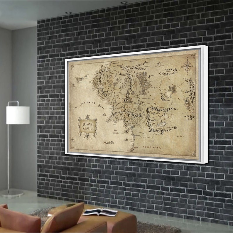 Lord of the Rings Movie Map, World Map Canvas Art, World Map Glass Art ...