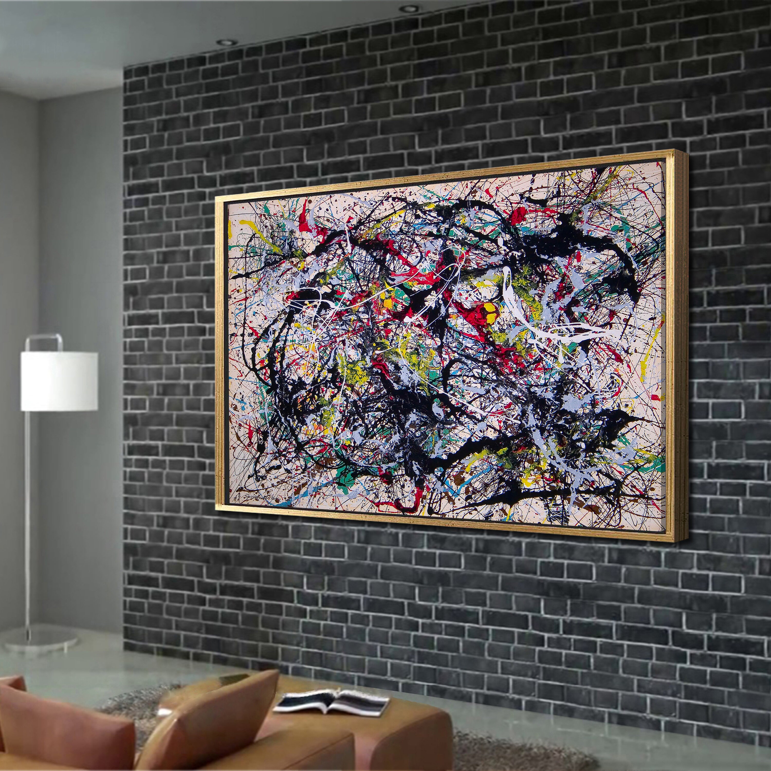 Jackson Pollock Number 34 Reproduction Canvas Wall Art, Abstract Wall ...