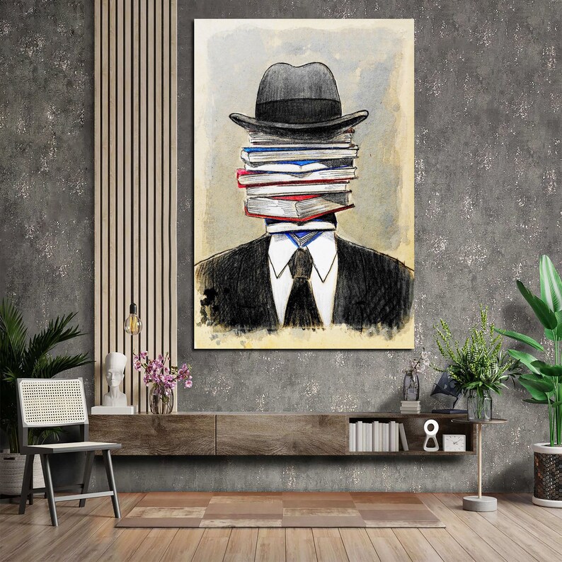 Franz Kafka Abstract Cage Book Figure Canvas Art, Surrealism ...