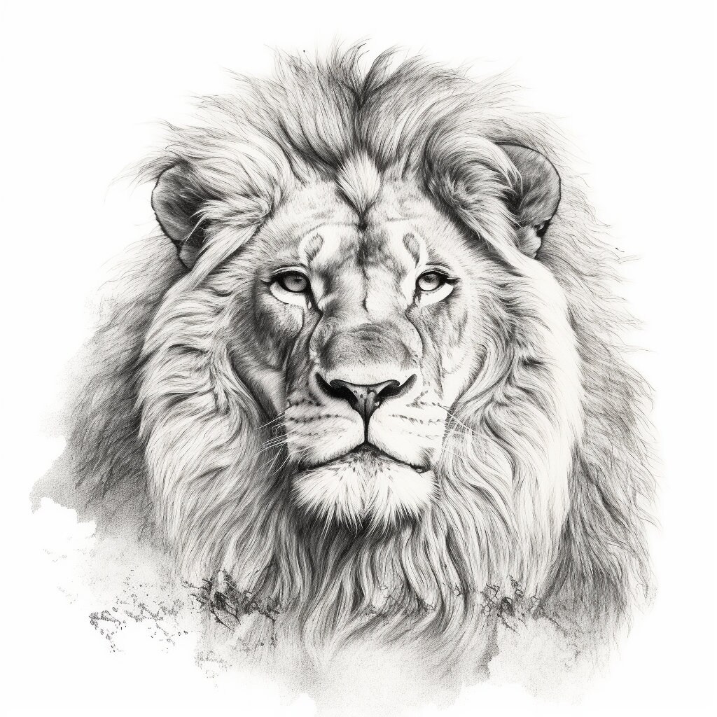 African Lion - Line Drawing Digital Download 24x24 Inches 300dpi - Etsy