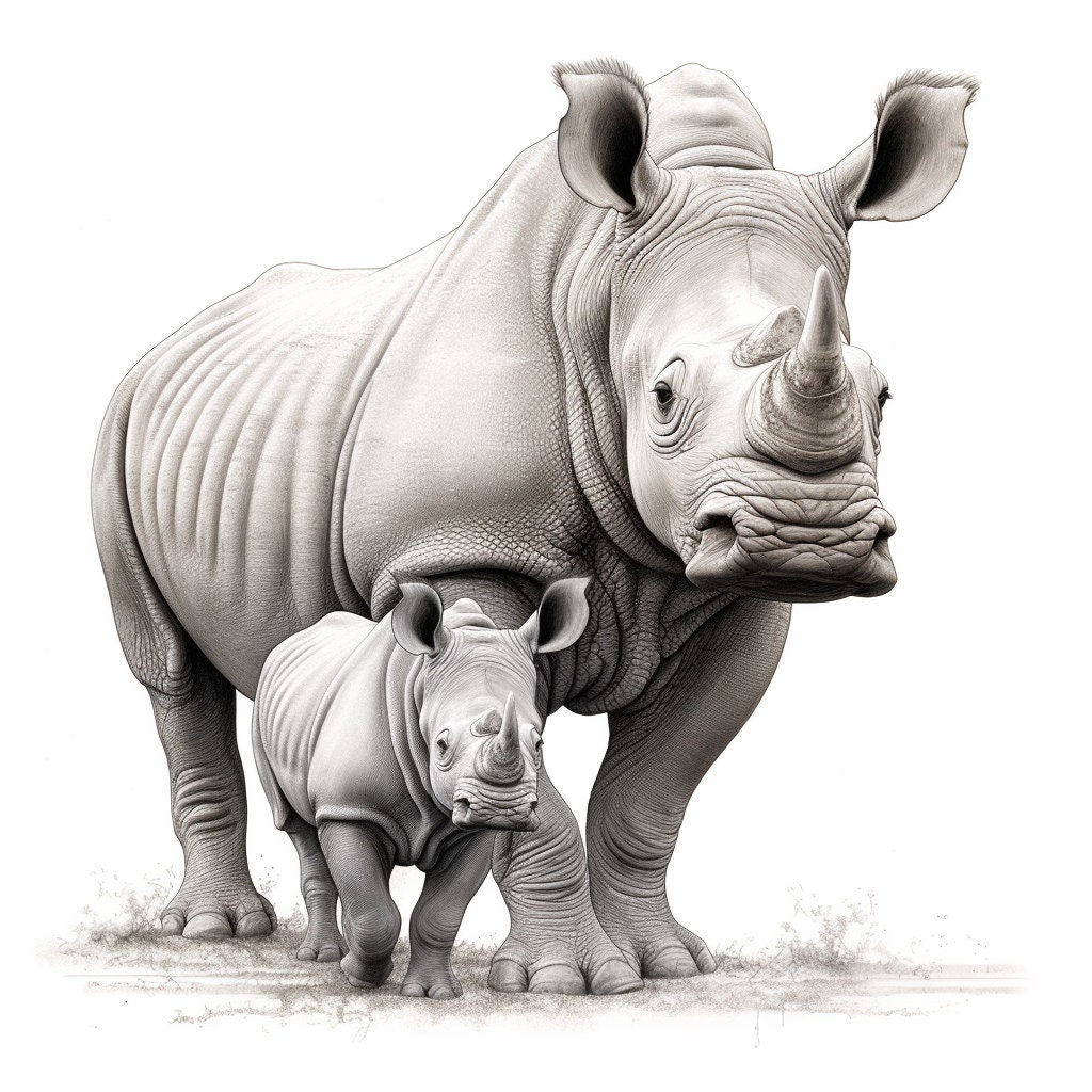 Rhino Drawing For Kids