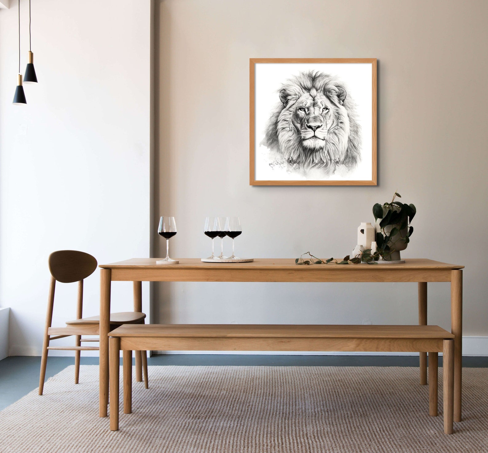African Lion - Line Drawing Digital Download 24x24 Inches 300dpi - Etsy