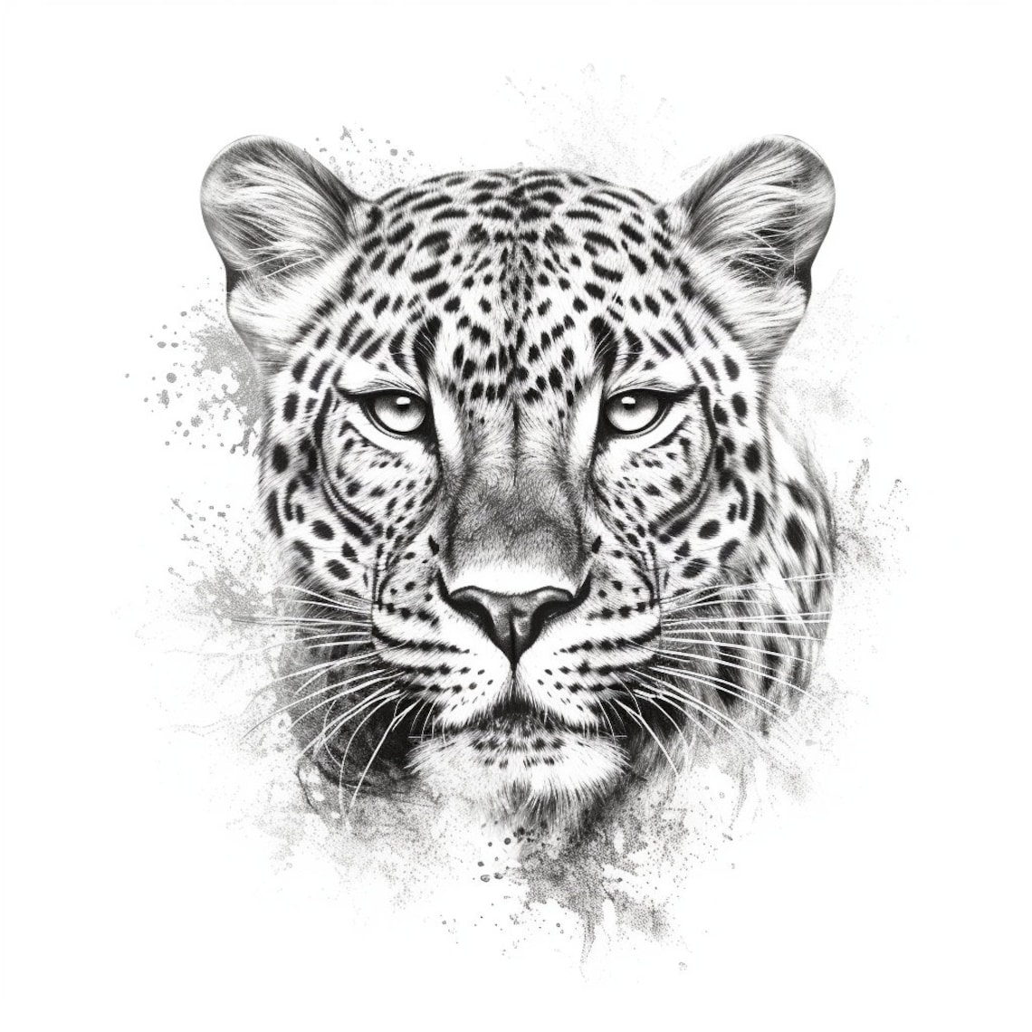 African Leopard - Line Drawing Digital Download 24x24 Inches 300dpi - Etsy