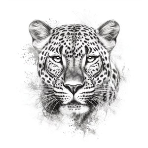 African Leopard - Line Drawing Digital Download 24x24 Inches 300dpi - Etsy