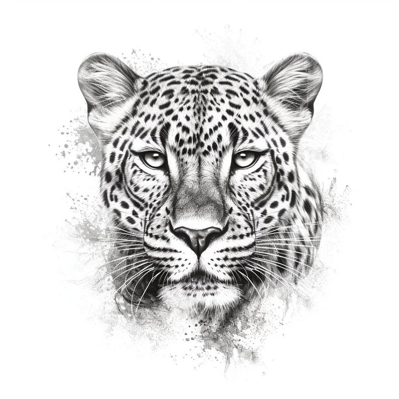 African Leopard - Line Drawing Digital Download 24x24 Inches 300dpi - Etsy