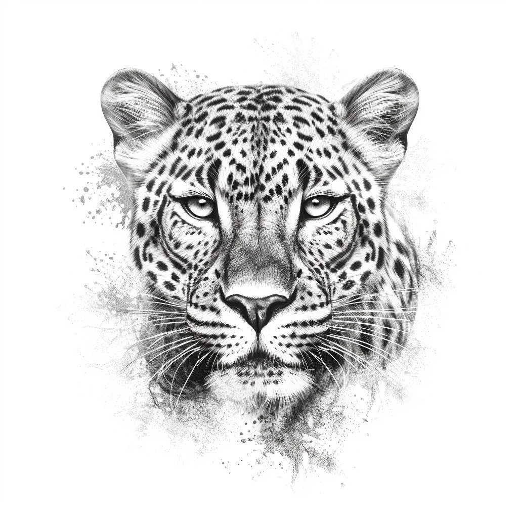 African Leopard - Line Drawing Digital Download 24x24 Inches 300dpi - Etsy