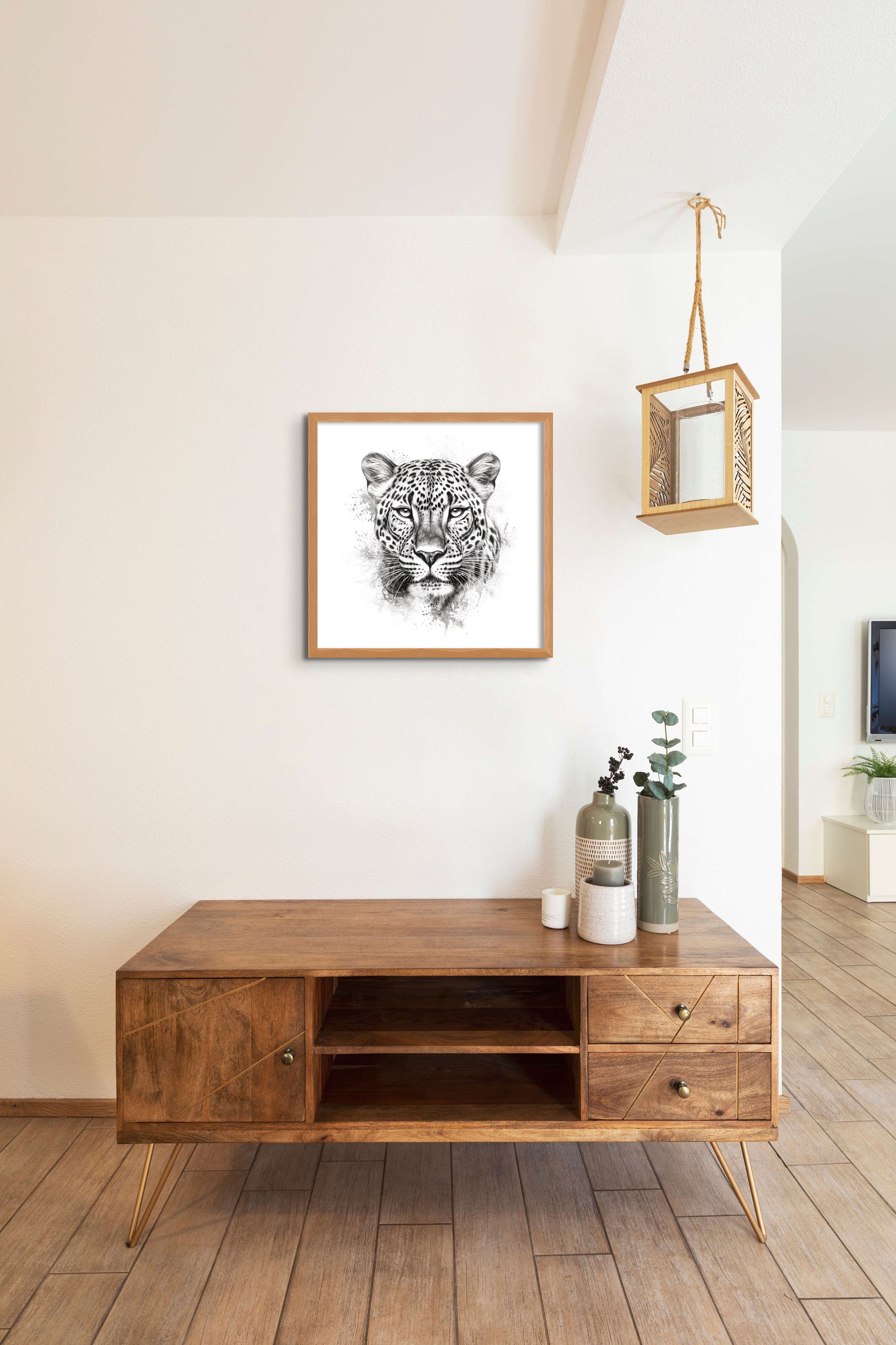 African Leopard - Line Drawing Digital Download 24x24 Inches 300dpi - Etsy