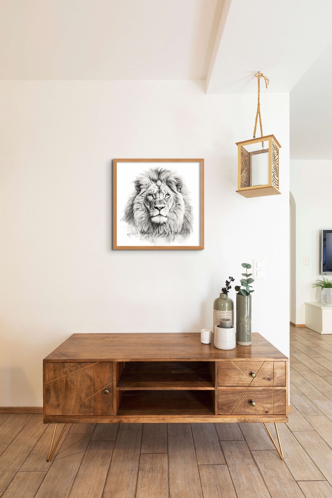 African Lion - Line Drawing Digital Download 24x24 Inches 300dpi - Etsy