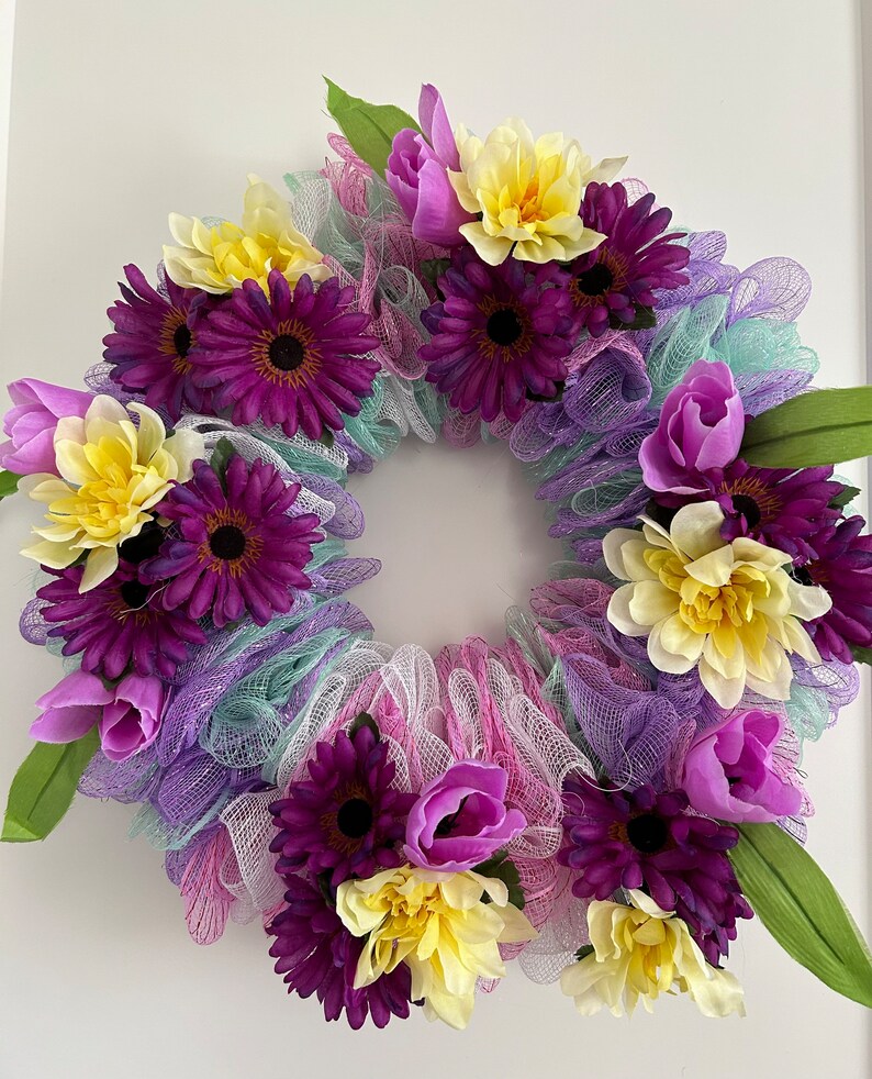 Beautiful Flower Spring Summer Mesh Wreath - Etsy