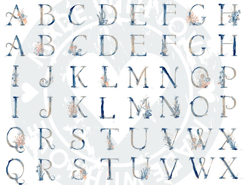 Watercolor Sea Alphabet Clipart Bundle Teacher Digital - Etsy
