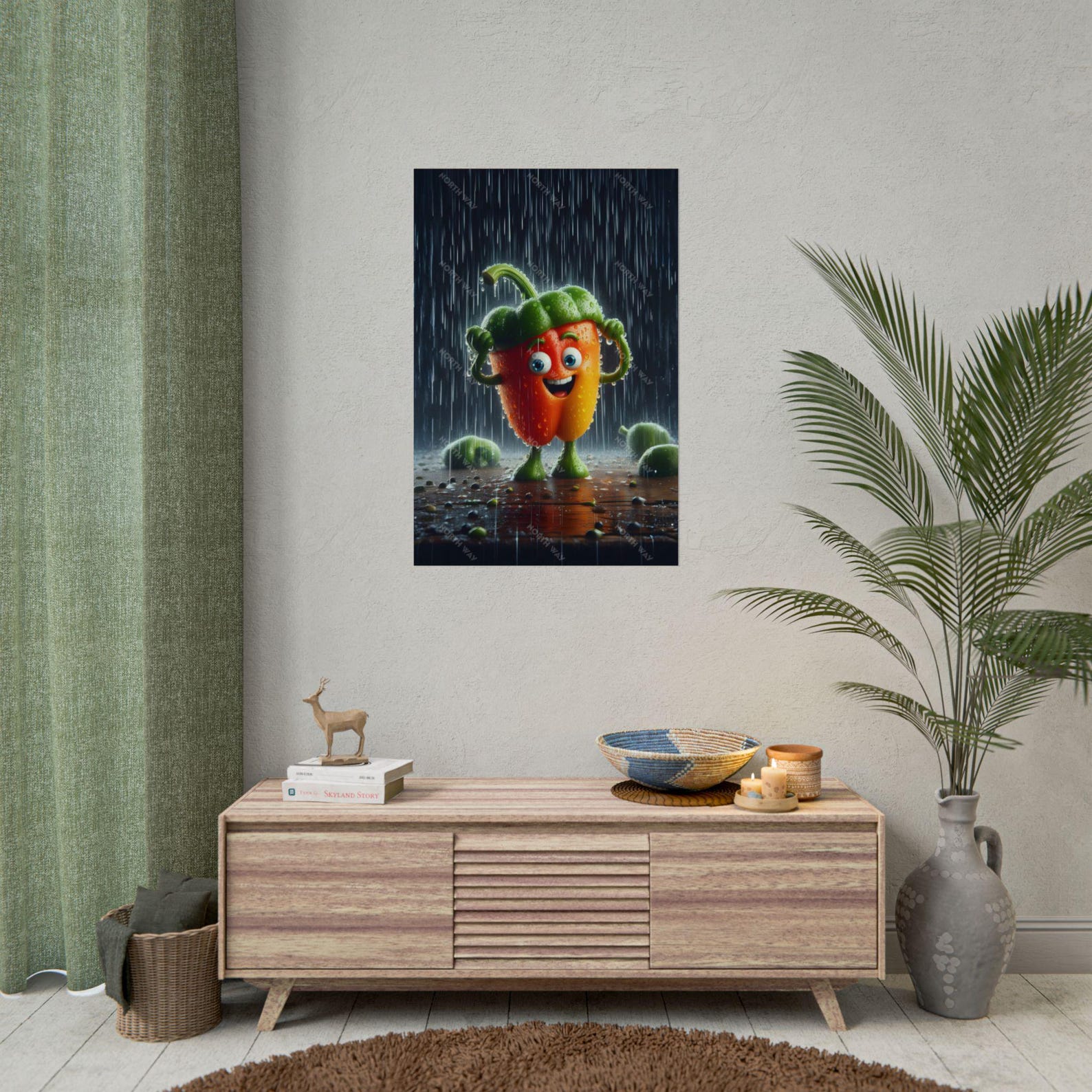 Happy Bell Pepper in the Rain, Digital Poster – Funny and Colorful ...