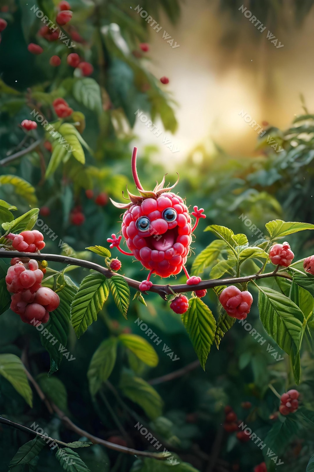Happy Raspberry, Digital Poster – Cute & Funny Fruit Illustration ...