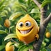Happy Lemon in the Tree, Digital Poster – Cute and Funny Fruit ...