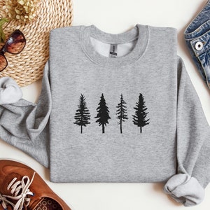 Pine Tree Sweatshirt, Evergreen Trees Sweatshirt, Travel Sweatshirt ...