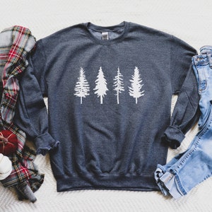 Pine Tree Sweatshirt, Evergreen Trees Sweatshirt, Travel Sweatshirt ...