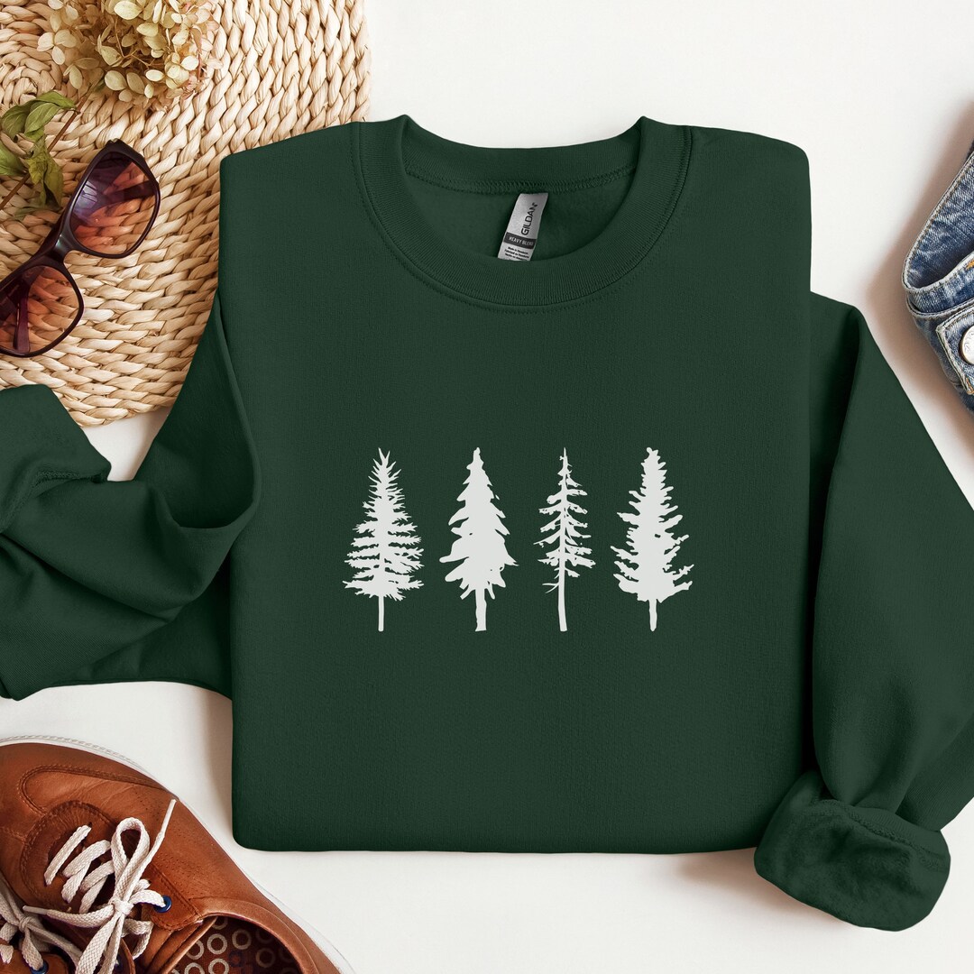 Pine Tree Sweatshirt, Evergreen Trees Sweatshirt, Travel Sweatshirt ...